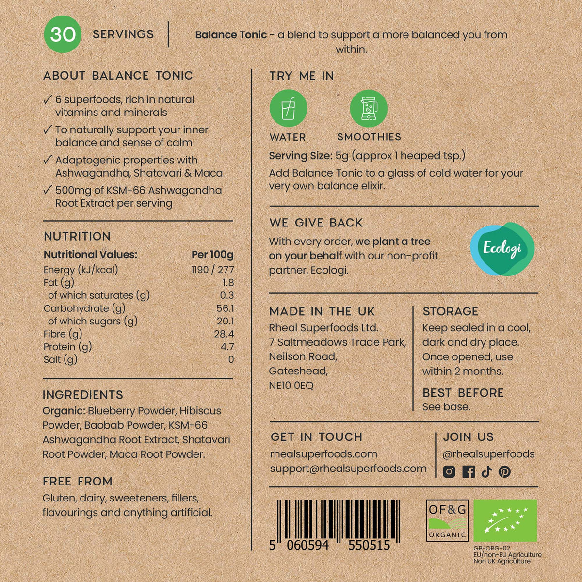 Rheal Balance Tonic Superfood Blend 150g | Planet Organic