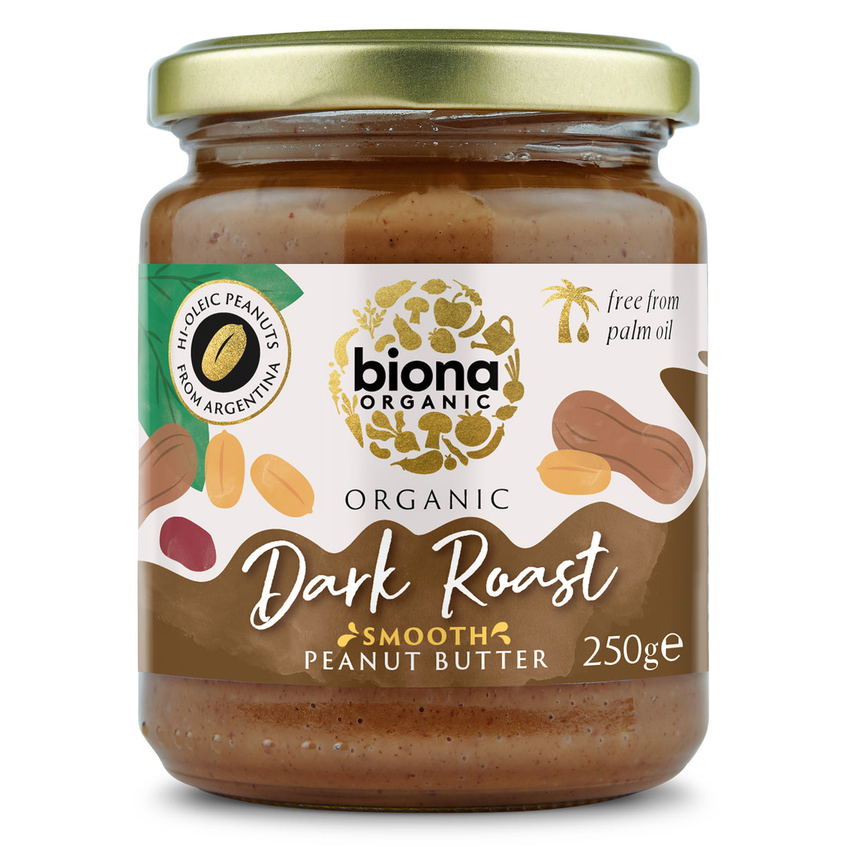 Biona High Oleic Dark Roast Peanut Butter Organic Smooth with Sea salt ...