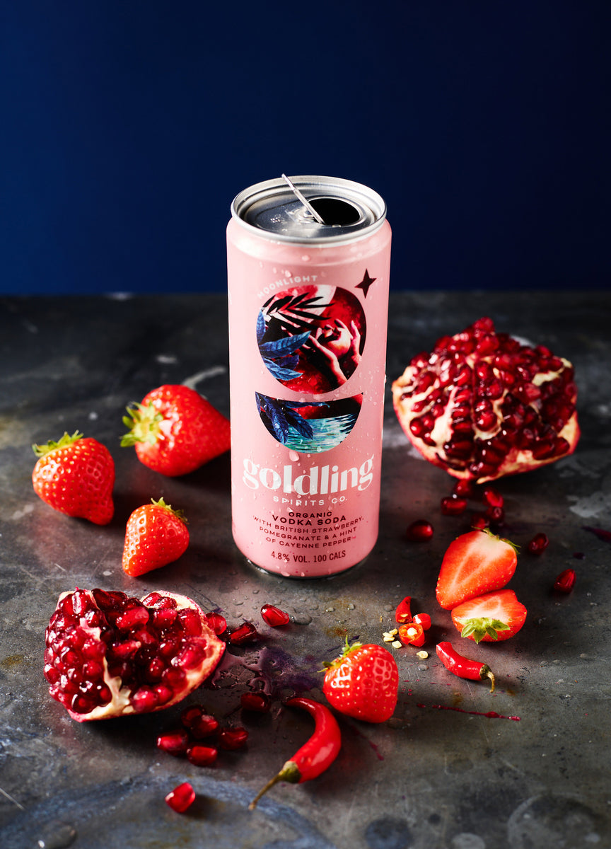 Goldling Moonlight - Organic Vodka Soda with British Strawberries, Pom ...