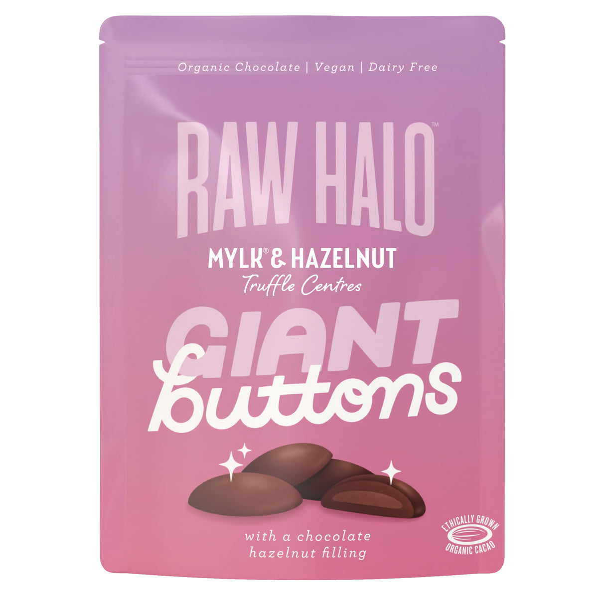 Raw Halo Giant Buttons - Mylk & Hazelnut Truffle Centres 100g | Planet ...