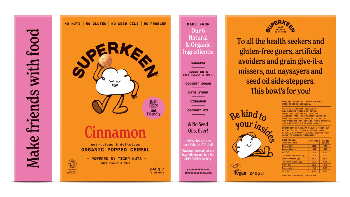 SUPERKEEN Cinnamon Tiger nut Popped Cereal Balls 240g | Planet Organic