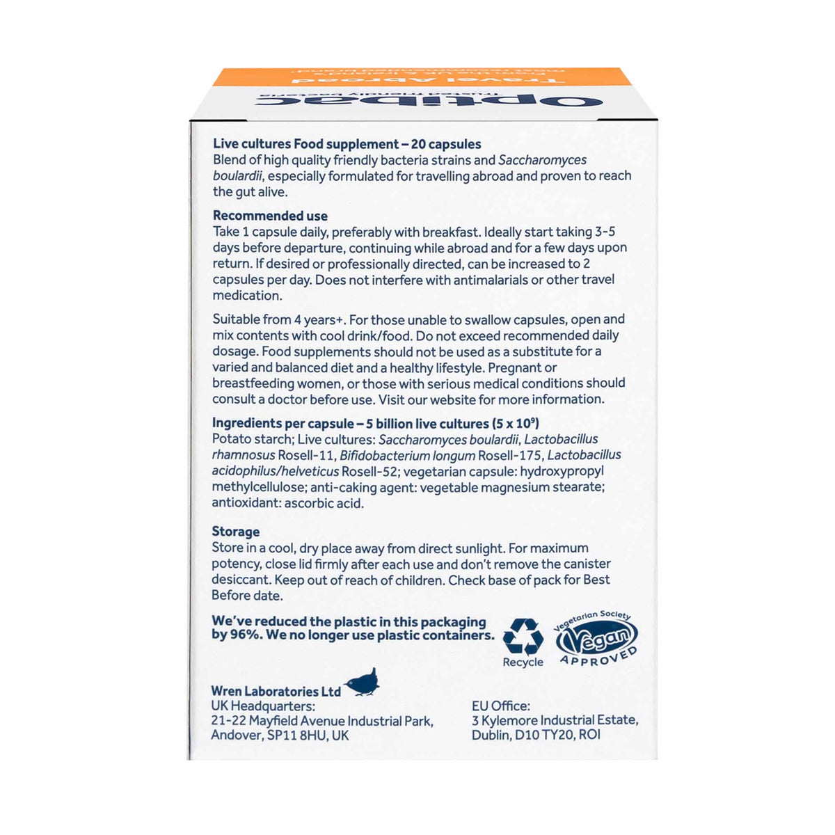 Optibac Travel Abroad 20 Capsules | Planet Organic