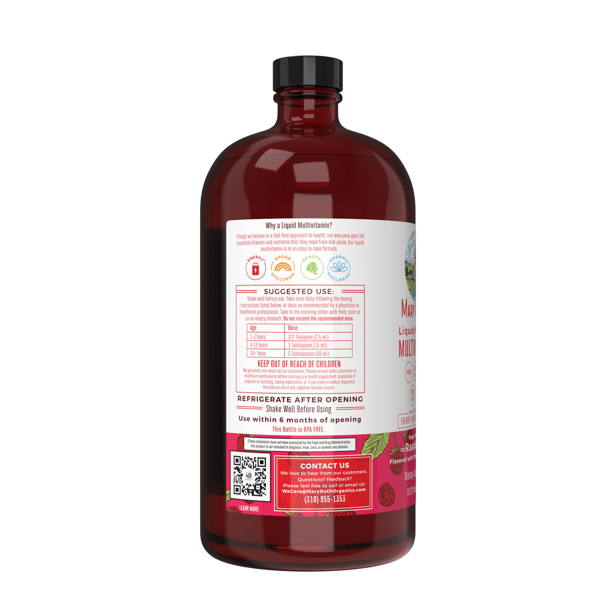 "MaryRuth's Liquid Morning Multivitamin, Raspberry" 450ml | Planet Organic