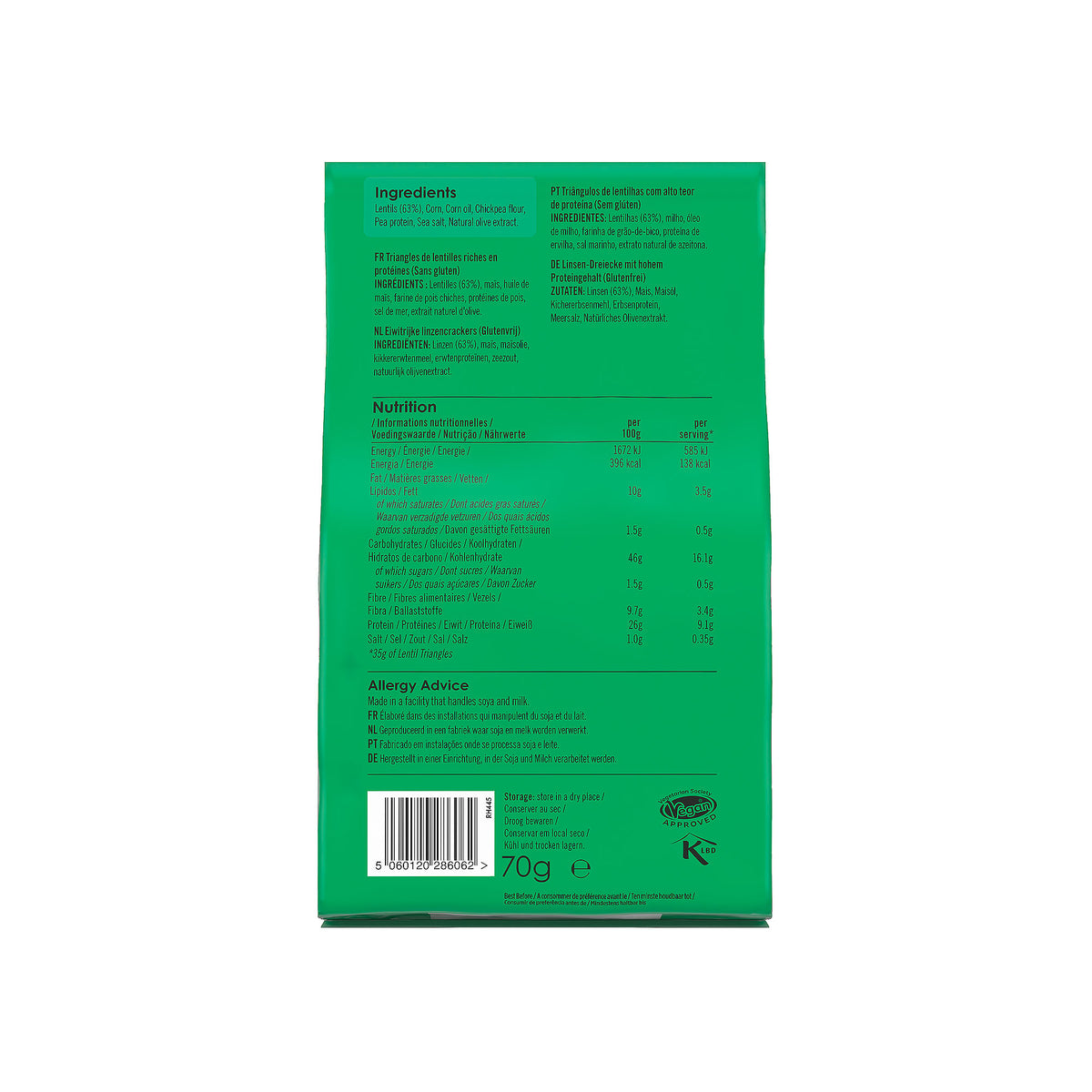 Rude Health High Protein Lentil Triangles 70g | Planet Organic