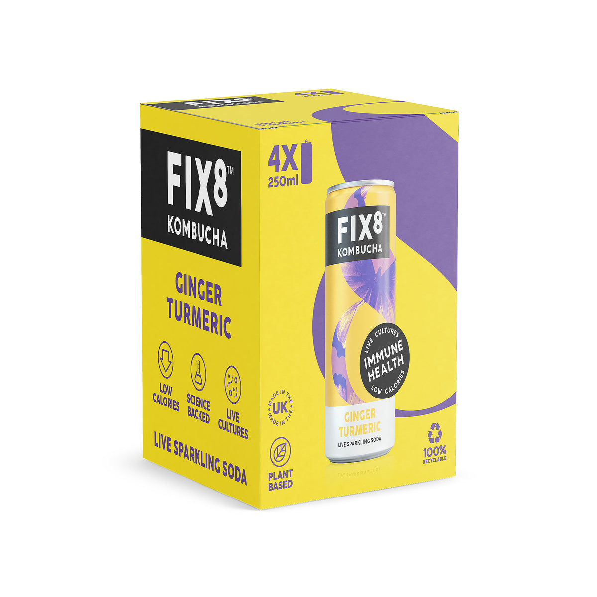 Fix8 Ginger Turmeric Kombucha Multipack 4x250ml | Planet Organic