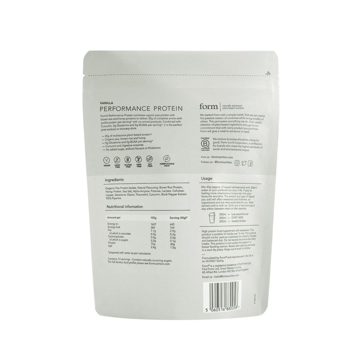 Form Performance Protein Vanilla 520g | Planet Organic