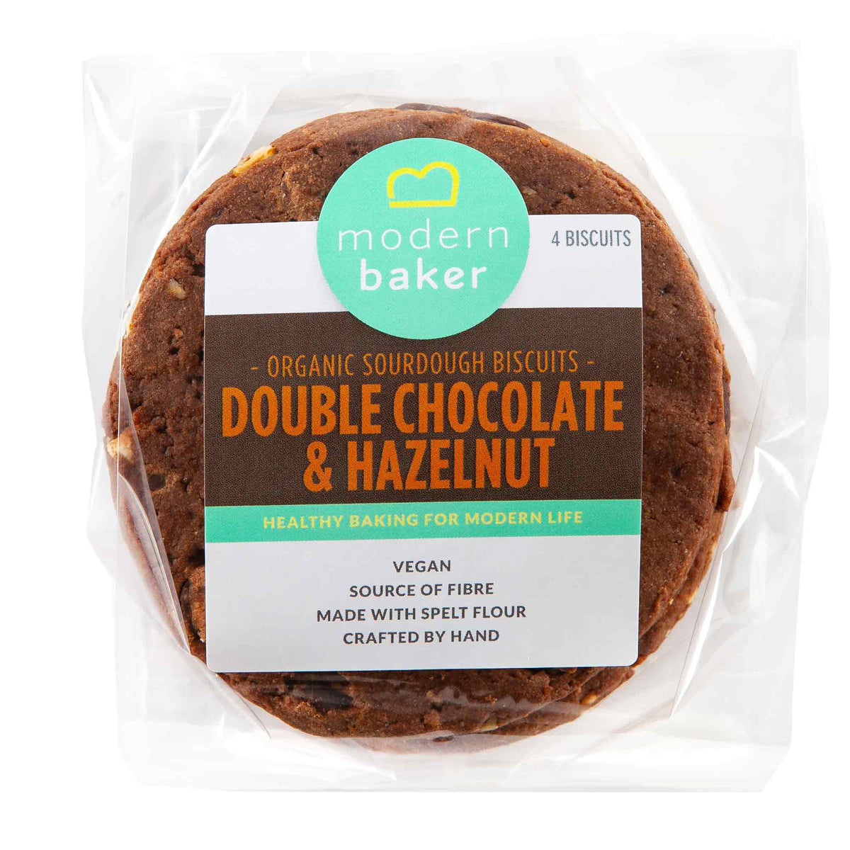 Modern Baker Double Chocolate and Hazelnut Biscuits 4 pack | Planet Organic